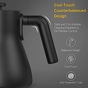 Seoukin Electric Gooseneck Kettle with 7 Variable Presets, Best Gift For Pour Over Coffee Kettle&Electric Tea Pot, 100% Stainless Steel Water Boiler With Temperature Control, Keep Warm, Matte Lack