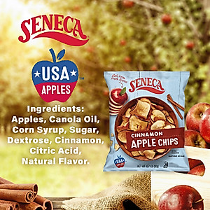 Seneca Cinnamon Apple Chips | Made from Fresh Apples | 100% Red Delicious Apples | Yakima Valley Orchards | Real Cinnamon | Crisped Apple Perfection | Foil Fresh Bag | 0.7 ounce (Pack of 24)