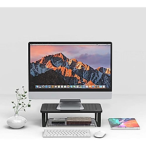 YOONTURN Monitor Stand Riser for Laptop, Computer, PC, Printer, Mesh Metal Monitor Riser for Desktop Organizer