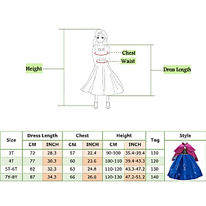 Princess Costume for Girls Tiara Wand Gloves Wig Toddler Kids Halloween Outfit Dress Up Clothes Pretend Play, 7Y-8Y