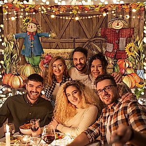 WovWeave Fall Thanksgiving Banner Autumn Party Background Decorations Fall Pumpkin Maple Backdrop for Thanksgiving Harvest Birthday Baby Shower Photo Booth Props Supplies Party, 72.8 x 43.3 Inch