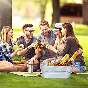 Galvanized Tub 2 Pcs 3 Gallon Metal Beverage Ice Buckets for Parties Drink Wine Beer Champagne Vintage Tin Large Buckets with Scoops for Cocktail Mimosa Bar Supplies