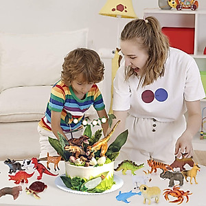 40PCS Large Animals Figures Toys Realistic Farm Animals Wild Zoo Animals Dinosaur Insect Sea Animals Figures Preschool Learning Playset for Toddlers Kids