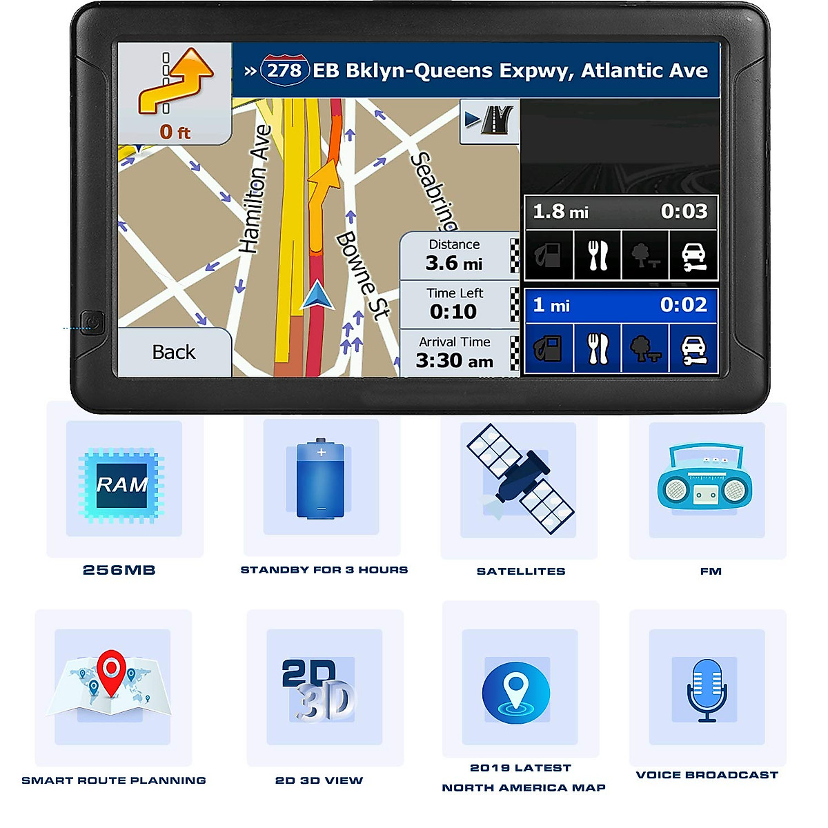 GPS Navigation for Car （9 Inch） Slimline Touch Screen Real Voice Direction ，USA Edition 2025 (Free Lifetime Updates) Turn-by-Turn Voice and Lane Guidance, Speed and Red Light Warning (American Brand)