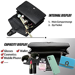 Crossbody Shoulder Square Purse For Women - Fashion Embossed Snake-Print Leather Handbag Metal Chain satchel Tote Bag