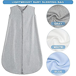 BSTOPPT 3 Pack Baby Sleep Sack 12-18 Months 100% Rayon Cotton Baby Sleeping Bag 2-Way Zipper Toddler Wearable Blankets Comfy Stretchy Thin Sleep Sacks