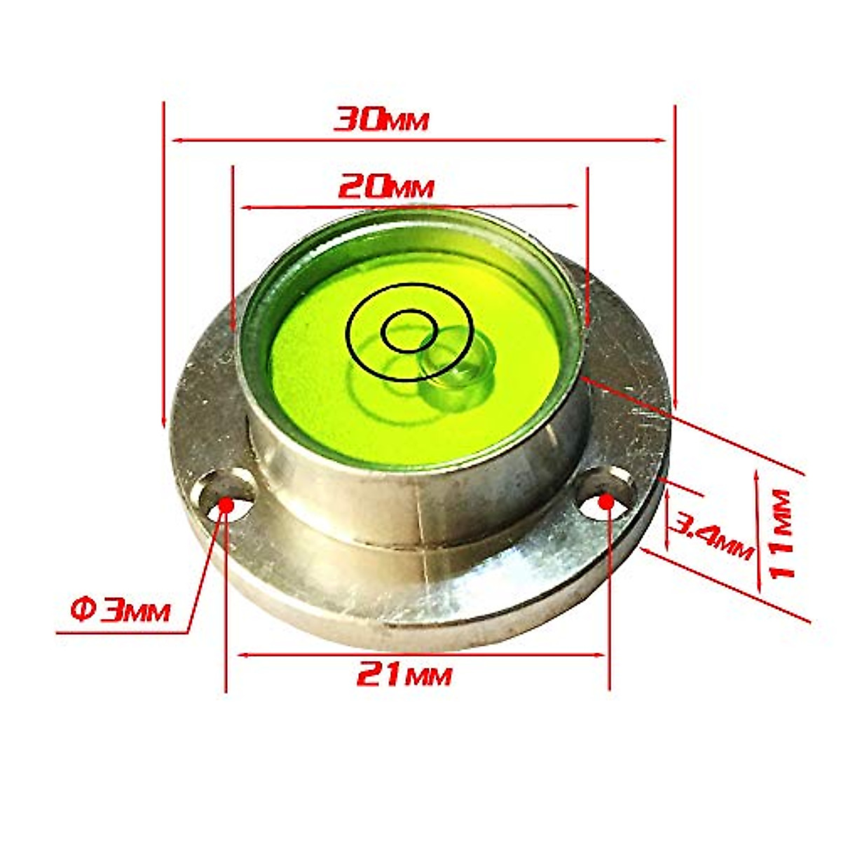 Surface Mounted Aluminium Housing Circular Spirit Level Bubble Level Ball Vials, D30mm Flange plate type