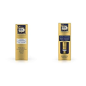 Roc Retinol Correxion Anti-Aging Eye Cream Treatment for Eye Wrinkles, Crows Feet, Dark Circles, and Puffiness .5 fl. oz and Retinol Correxion Deep Wrinkle Anti-Aging with Mineral Extracts, 1 oz