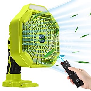 Choerinton Portable Fan for Ryobi 18v Battery, Cordless fans portable battery operated fan with battery and charger, for Hom, Outdoor,Camping, Picnic and Job Site