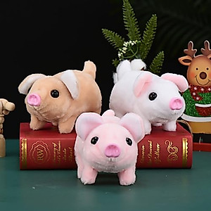 YESBAY Simulation Walking Piggy Electronic Pet Plush Toy Interactive Crawling Pig Plushies Twitch Nose Tail Wagging Stuffed Animal Doll Birthday Gift for Kids Pink