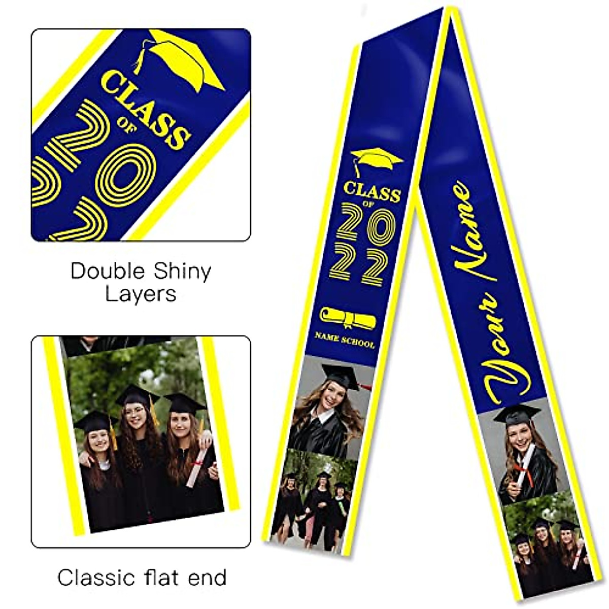 Aokizkdzsw Custom Stole Graduation Personalized 2022，Graduation Sash Class of 2022，Graduation Gifts for Valedictorian and Salutatorian (Style 5)