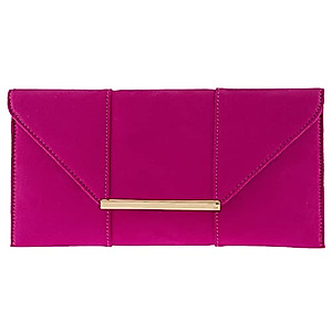 Faux Microsuede Envelope Clutch, Fuchsia Medium