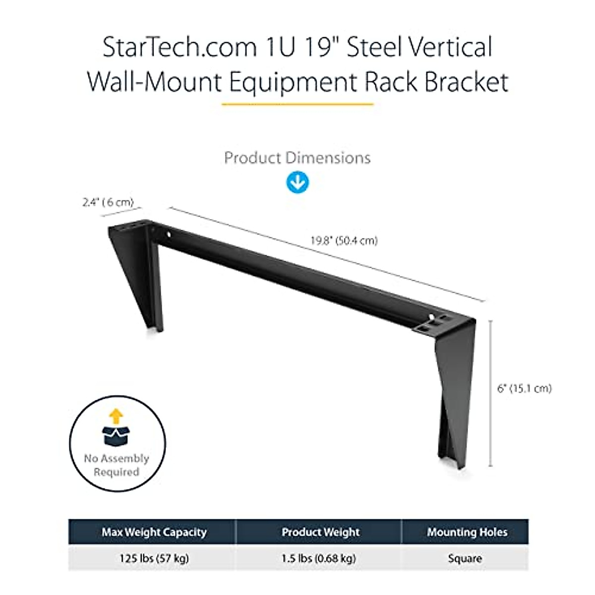 StarTech.com 1U Wall Mount Patch Panel Bracket – 19 in – Steel - Vertical Mounting Bracket for Networking and Data Equipment , TAA (RK119WALLV)