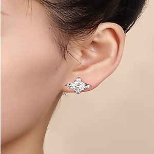 Reapuson Moissanite Stud Earrings D Color VVS1 Clear Round Lab Created Moissanite Earrings 18K Gold Plated 925 Sterling Silver Stud Hypoallergenic Flat Back Earrings for Men Women