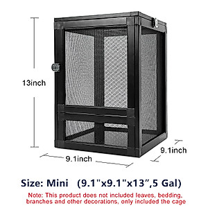 RunDuck 5 Gallon 360° Panoramic Foldable Reptile Terrarium Kit: Crested Gecko Tank and Reptile Cage for Superior Ventilation, Easy Feeding, Sturdiness, and Simple Assembly (Black)