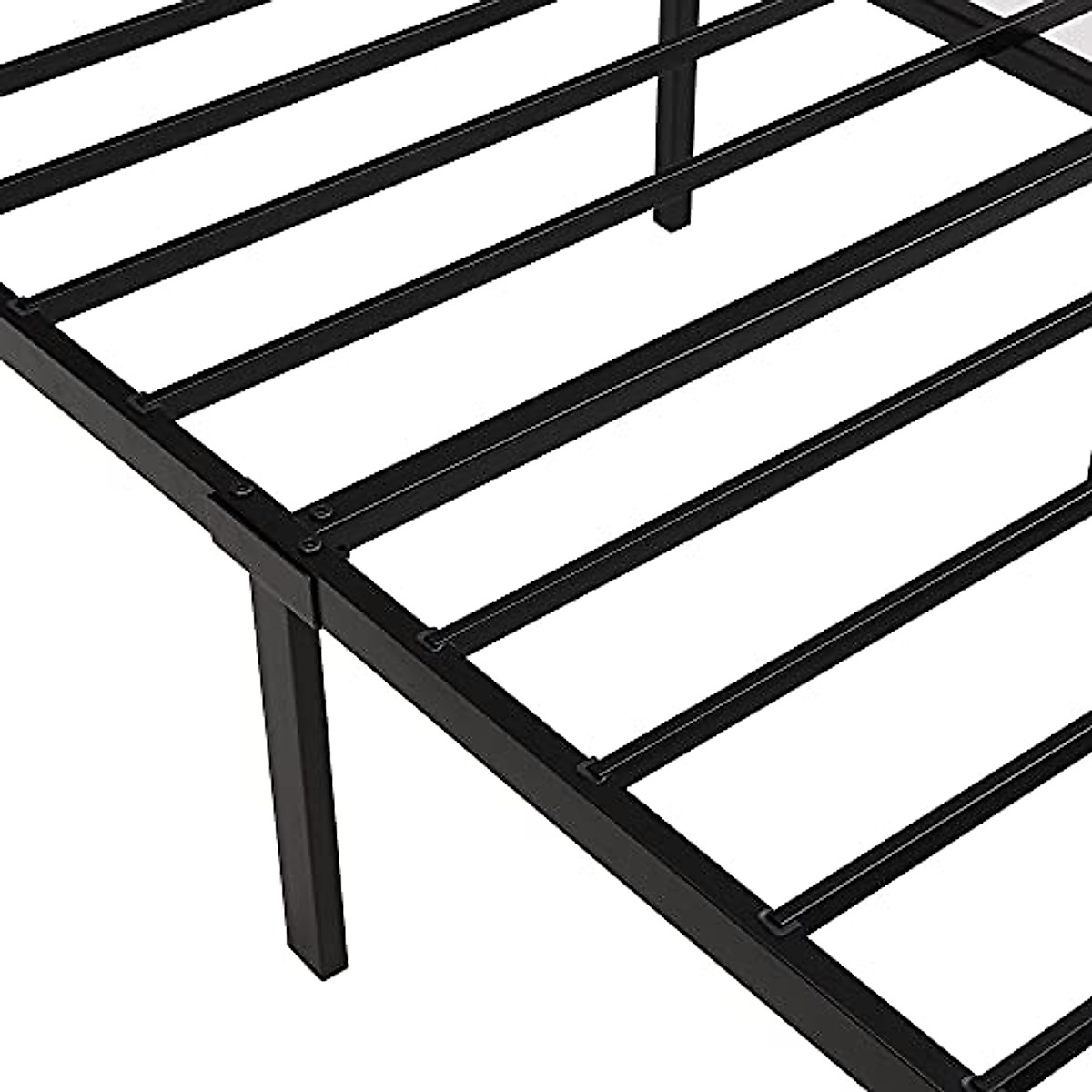 Voohek Queen Size, Metal Platform, Upholstered Headboard,with Storage Space,Gray Bed Frame