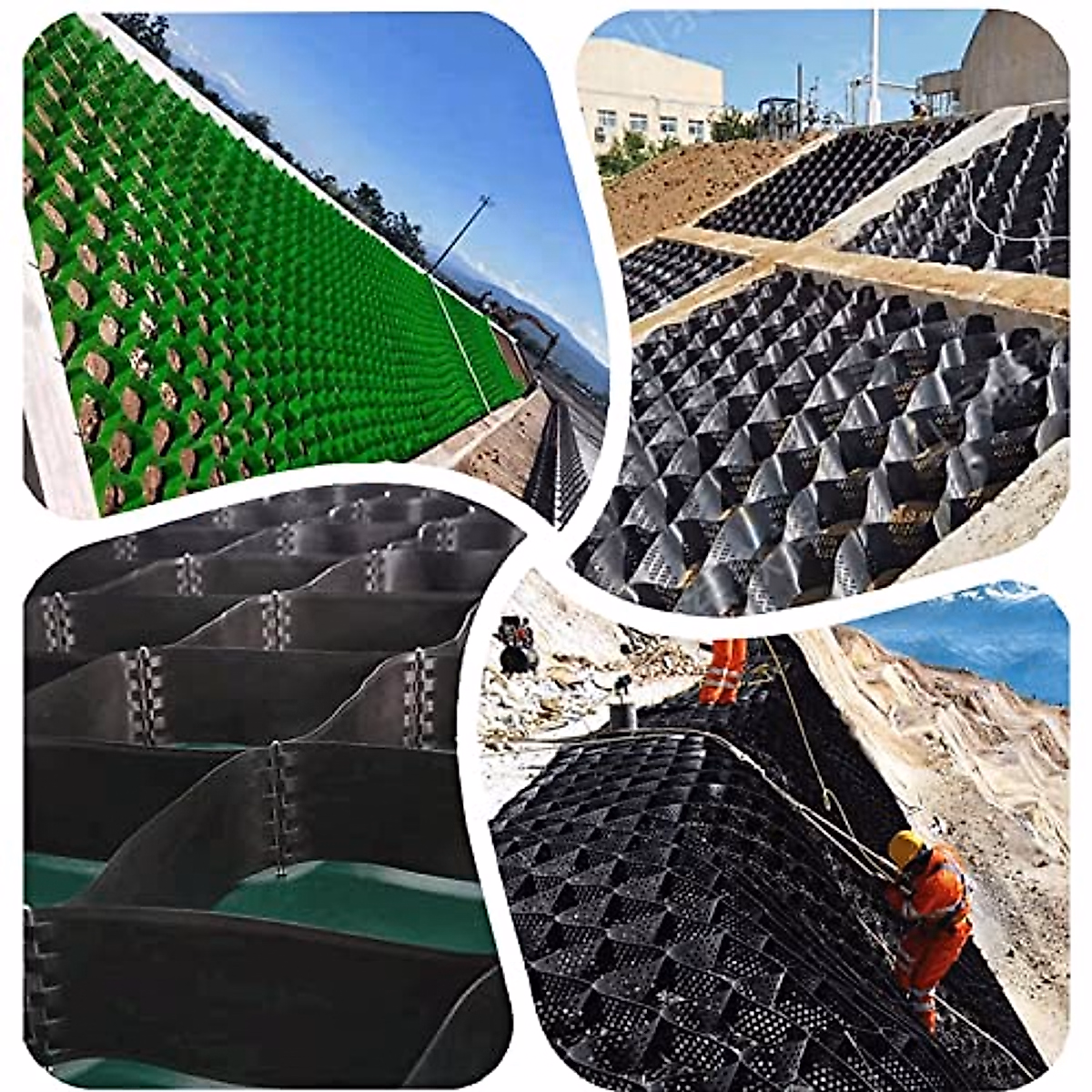 ZMQL Heavy Duty Geo Grid Ground Grid, Gravel Stabilizer Grid for Driving Load, 6.5/10/13/16/19.7 Ft Wide, Garden Path Embankment Reinforcement (Size : 2x6m/6.5x19.7ft)