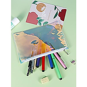 besharppin Holographic Cosmetic Bags, 3pcs Iridescent Makeup Pouches with Zipper for Home Office Purse Diaper Bag