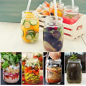 Encheng 12 oz Glass Jars With Lids And Bands,Ball Wide Mouth Mason Jars For Storage,Canning Jars For Caviar,Herb,Jelly,Jams,Honey,Dishware Safe,Spice Jars Storage Jars Set Of 20 …