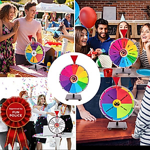 Prize Wheel Spinning Wheel for Prizes - Dry Erase Spin Wheel Game Small 12" inch Tabletop Stand Spinner Board with 4 Color & White Wheels, Marker Pen, Eraser & Bag | Win Fortune Raffle Carnival Games