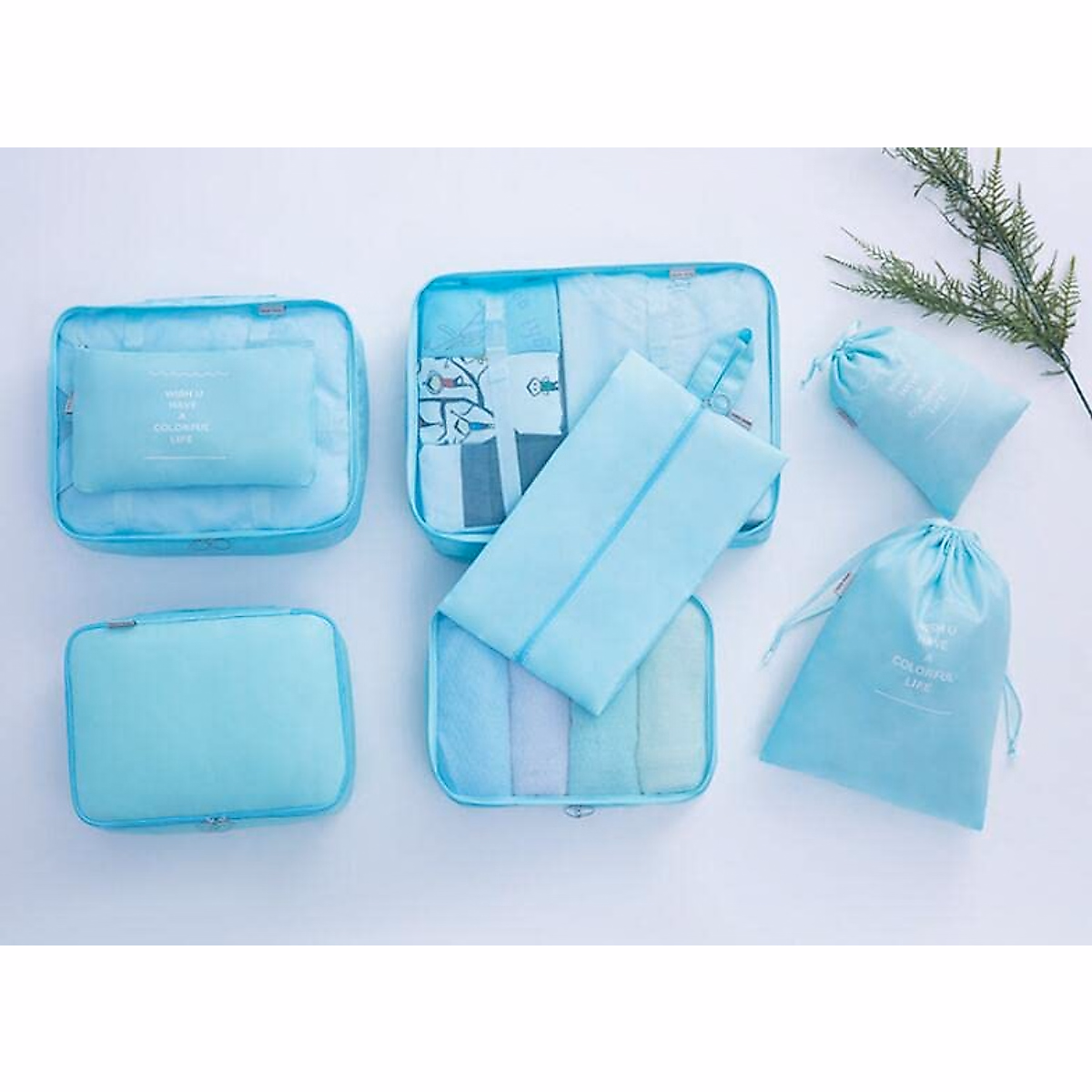 7 Pcs Travel Packing organizer and Packing Cubes for Suitcase with Essencial Travel Bags (PINK)