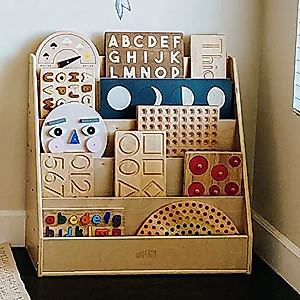 ECR4Kids Streamline Single-Sided Book Display with Storage, Classroom Bookshelf, Natural