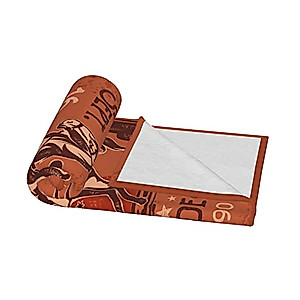 Kamoxi Western Cowboys Blanket Retro Rodeo Cowboy Sitting on A Horse Throw Blankets for Men Boys Soft Red Fluffy Flannel Bed Sofa Chair Couch Decor Fleece Blankets Fall Plush Fuzzy Bedding 50"x40"