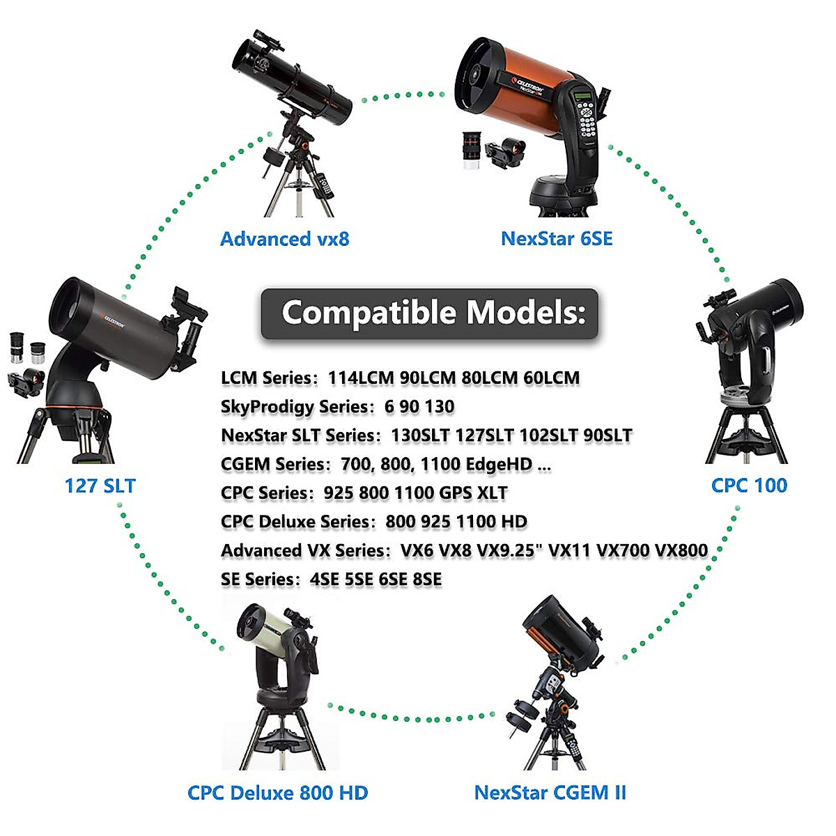 VHBW Car Adapter 12V Replacement for All Nexstar Telescopes CGEM, CGEM II, CGEM DX, CPC, CPC Deluxe HD, Advanced VX Series Replacement NexStar Telescope Car Cigarette Plug Charger Adapter