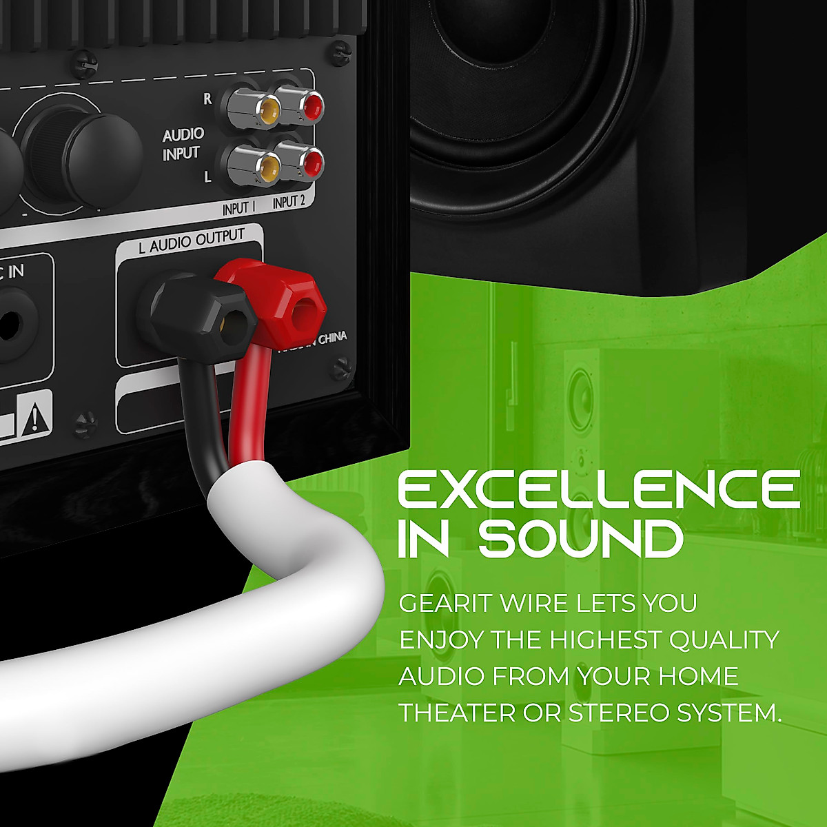 GearIT 16/2 Speaker Wire (100 Feet) 16 Gauge (Copper Clad Aluminum) - Fire Safety in Wall Rated Audio Speaker Wire Cable / CL2 Rated / 2 Conductors - CCA, 100ft