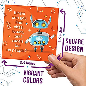 Party Profi Lunch Box Notes for Kids - 60 Fun Robot Riddle Cards for Boys and Girls Lunchbox - Create Memorable Thinking of You Notes