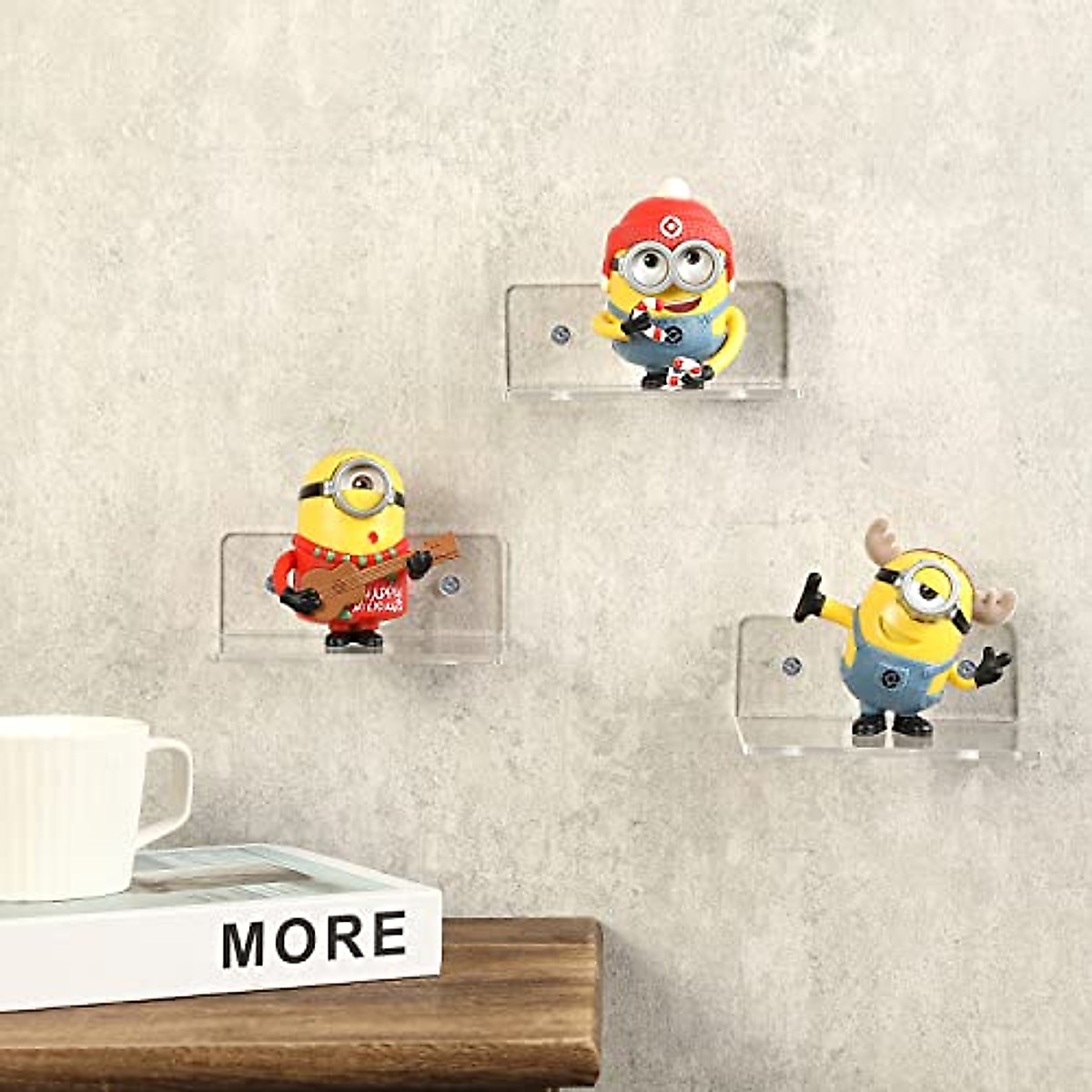 MyGift Wall Mounted Premium Clear Acrylic Floating Shelf, 4.5-Inch Collectibles and Figurine Display Rack, Set of 3