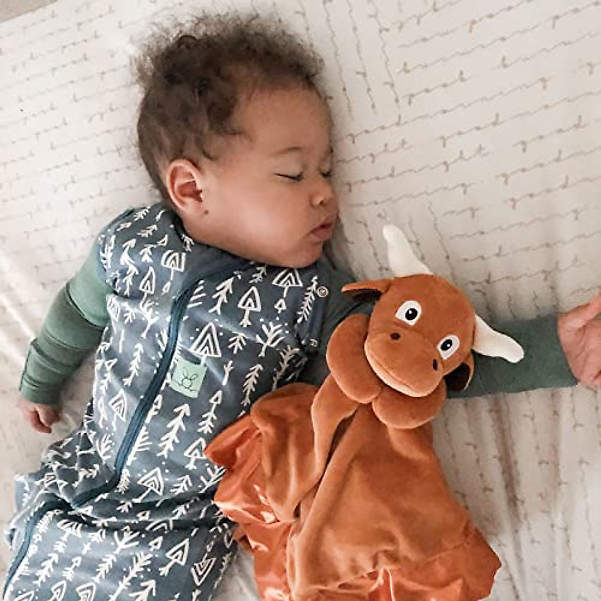 Yikes Twins Longhorn Lovey Blanket for Baby | Large 20" x 20" Baby Lovey for Girls or Boys | Cute Longhorn Security Blanket for Babies and Toddlers