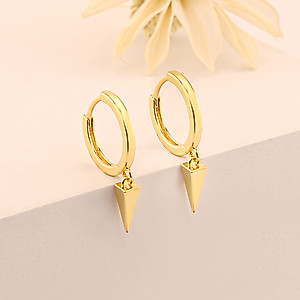 SANNYRA Spike Earrings for Women - 14K Gold Plated Earrings - Hoop Dangle Earrings Jewelry - Gold Huggie Hoop Earrings for Women