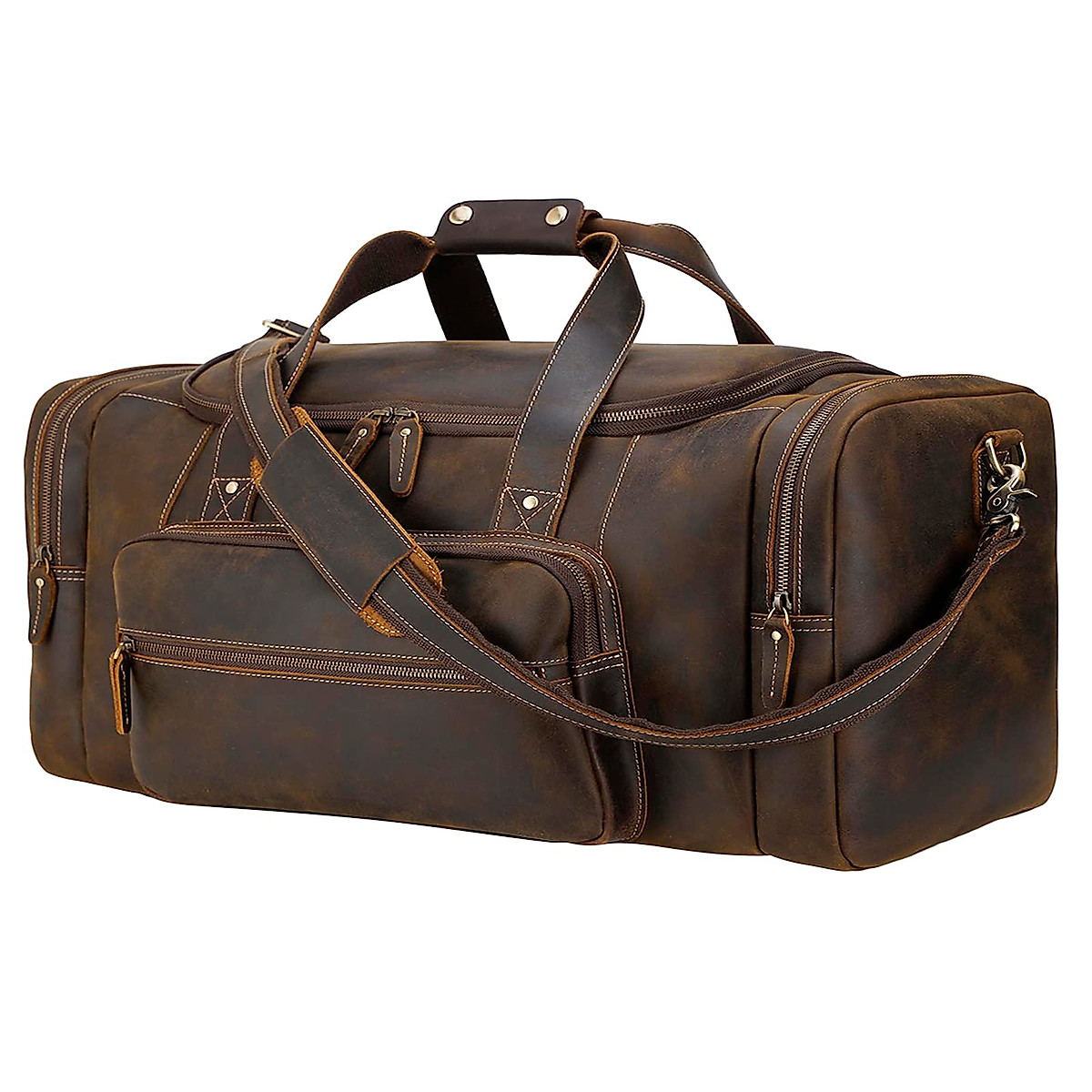 Polare 30" Leather Duffel Weekender Travel Bag For Men With Full Grain Cowhide Leather XX-Large 72L