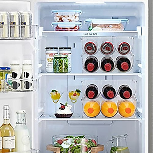 SIKITUT Water Bottle Storage Rack, 3 Bottle Organizer for Water, Wine, and Drink, Cup Organizer for Kitchen Cabinets, Countertop, Pantry, Fridge, Free-Standing Stackable, Clear, 2 Pack