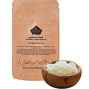 Cerez Pazari Natural Mastic Gum in Resealable Bag 0.88oz 25gr, Jaw Exerciser 100% Real Chios Mastiha Gum, Resin Of Mastiha Trees | Medium Tears Sugar Free Gum