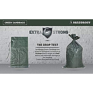 Sandbaggy - Empty Poly Sandbags W/UV Protection - Size: 14" x 26" - Color: Green - Military Grade (50 Bags)