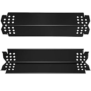 MONIBAQ 5 Packs Flame Tamers for Nexgrill 5 Burner 720-0888 720-0888N, 4 Burner 720-0830H 720-0830D Replacement Parts, Porcelain Steel Heat Plate Shields-14.6 X 4.2 inch