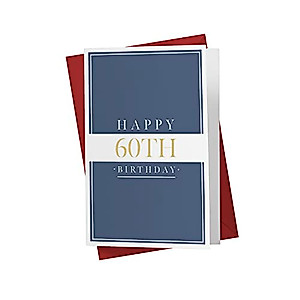 60th Birthday Card for Him Her - 60th Anniversary Card - 60 Years Old Birthday Card for Brother Sister Friend - Happy 60th Birthday Card for Men Women - Karto - Navy