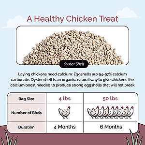 Mile Four | Oyster Shell for Strong Chicken Eggshells | 100% US Mined Limestone | Organic, Natural Crushed Oyster Shell Limestone for a Calcium Boost | Strong Eggshells & Healthier Chickens | 50 lbs.