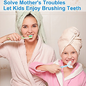 Afemoly U Shaped Toothbrush Kids, Kids Toothbrushes - 360° U Toothbrush Whole Mouth Oral Cleaning Design Toothbrush with Handle - Food Grade Soft Silicone Kids Toddler Toothbrush Age 2-4 (Blue)