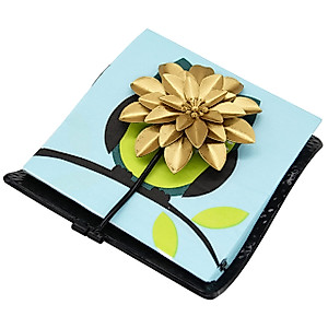 OwlGift Black Flat Napkin Holder w/Golden Flower Weighted Arm, Metal Cocktail Napkin Dispenser, Kitchen Counter Paper Towel Storage, Dining Table Organizer