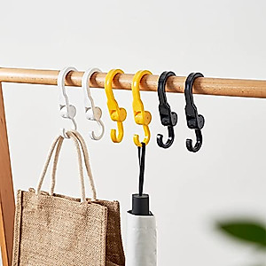 EIKS 6 Sets Rotatable S Shaped Hooks Multi Purpose for Clothes Laundry Bags Towels Door Knobs Shopping Carts