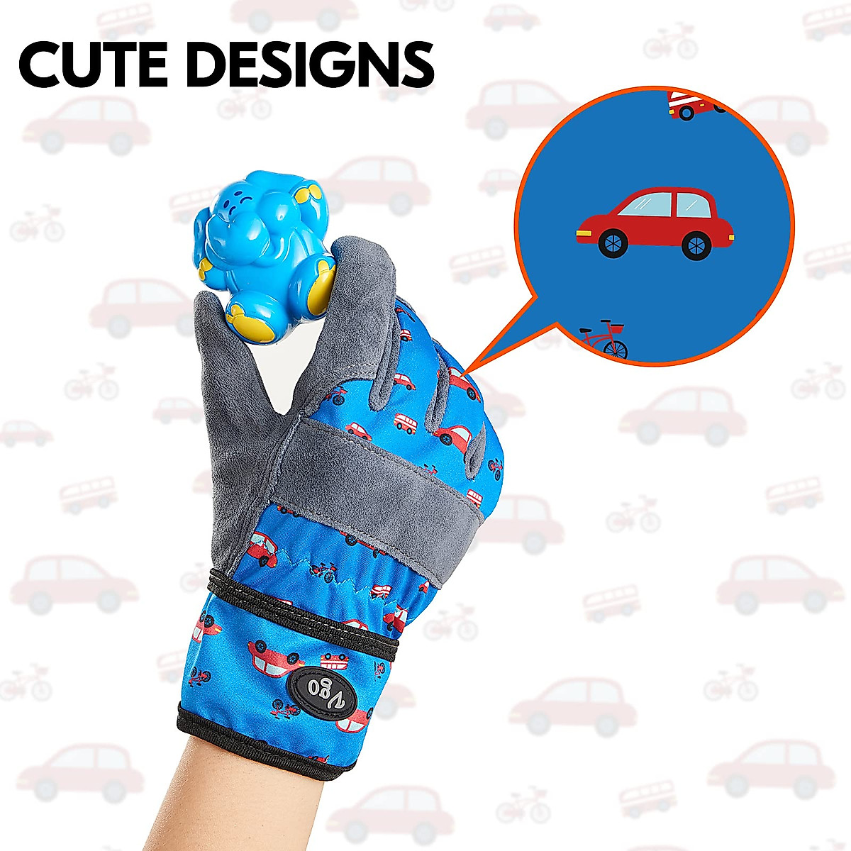 Vgo... 1-Pair Age 6-7 Kids Soft Deerskin Leather Winter Outdoor Gloves for Playing, Riding, Hiking (Size L,Red, DB3561FW)