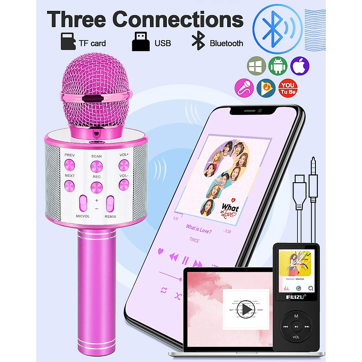 Dodosky Gifts for Girls Age 4-12, Karaoke Microphone Gifts for 4 5 6 7 8 9 10 11 12 Year Old Girls Toys for 4-12 Year Old Girls Birthday Gifts for 3-10 Year Old Girl - Purple