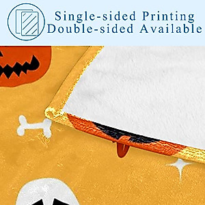 Halloween Ghosts Pumpkin Spiderweb Bat Prints Soft Warm Cozy Blanket Throw for Bed Couch Sofa Picnic Camping Beach, 150×100cm