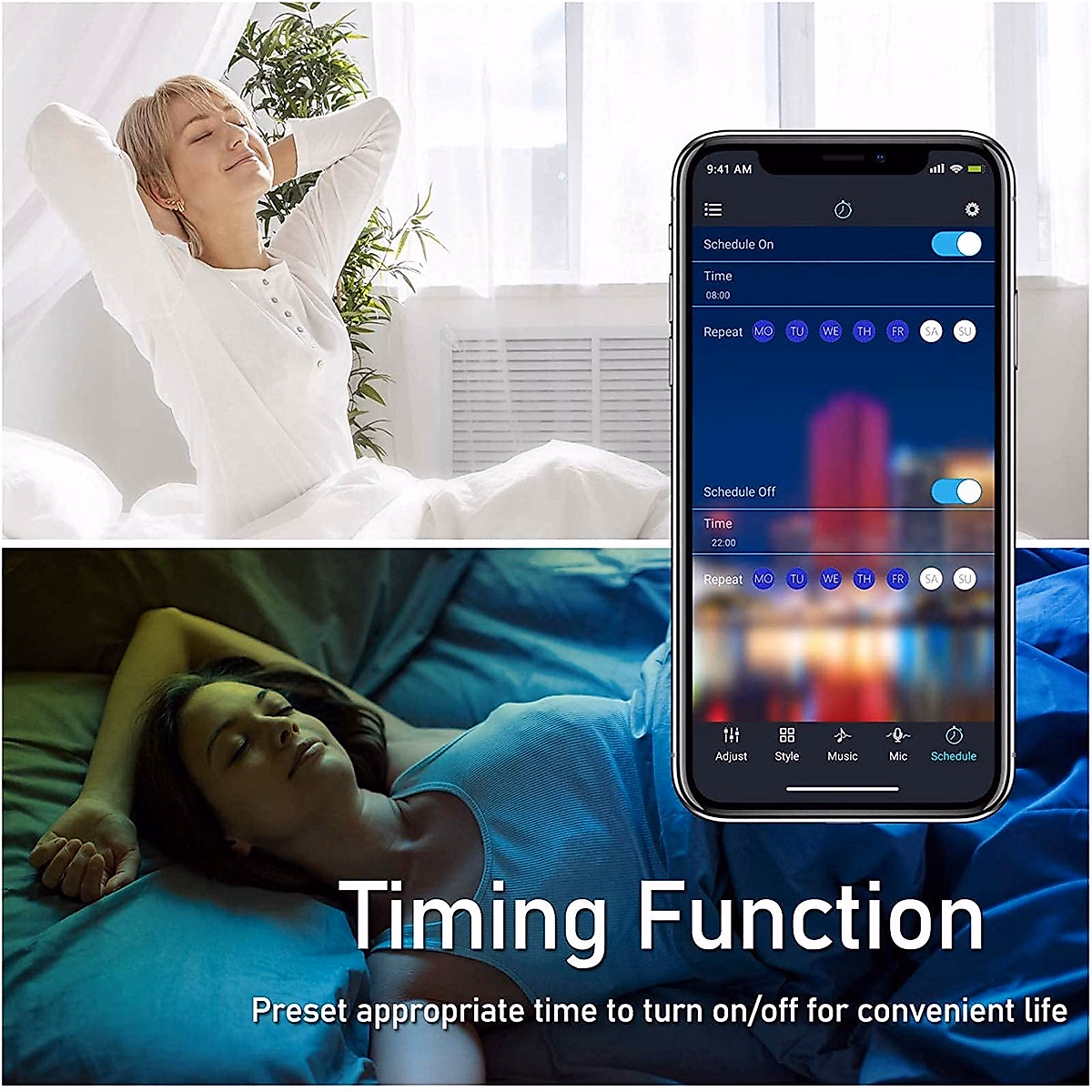 LED Lights for Bedroom Bluetooth 65.6ft,2 Rolls of 32.8ft,Miheal Smart LED Strip Lights Sync to Music Color Changing Lights 5050 RGB with APP Control,Remote for Room(White Band)