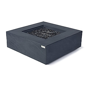 Roraima Concrete Fire Pit 40" x 40" Outdoor Patio Firepit Includes Fire Glass Modern Fire Pits & Outdoor Fireplaces for Garden, Deck, Indoor & Outdoor Heating