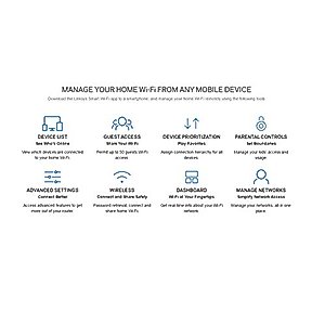 Linksys Velop Mesh Home WiFi System, 4,500 Sq. ft Coverage, 30+ Devices, Speeds up to (AC1300) 1.3Gbps - WHW0103