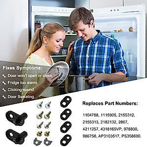 4318165 Refrigerator Door Closer Cam Kit Replacement Part for Whirlpool Kenmore KitchenAid Refrigerators - Replaces AP3103517 AH358690 EA358690 2182178 WPW10329686